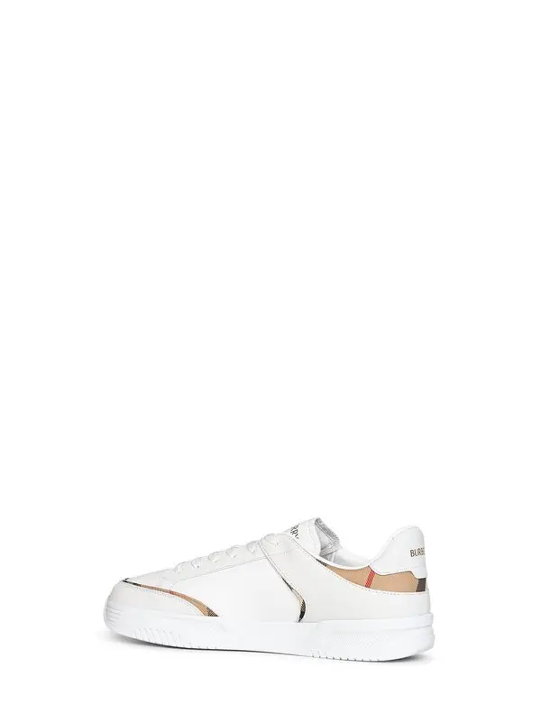 Burberry White And Archive Beige Leather And Nylon Harrow Sneakers