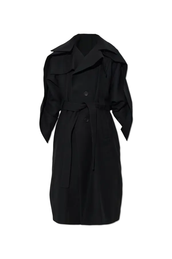 Issey Miyake Belted Wool Coat - Black