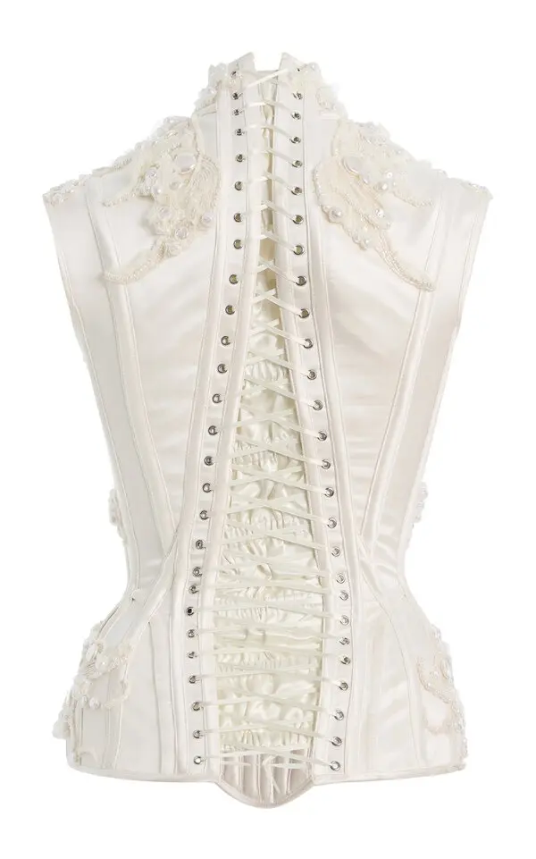 WIEDERHOEFT Tulip Embroidered Double-faced Silk-satin Corset