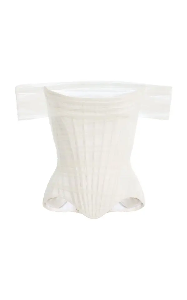 WIEDERHOEFT Off-the-shoulder Double-faced Silk-satin Corset