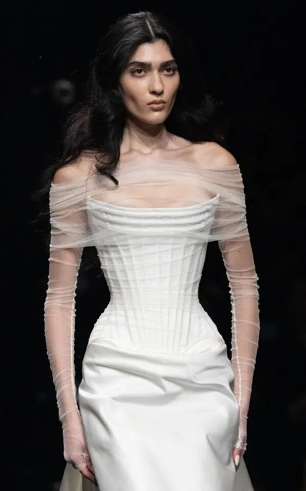 WIEDERHOEFT Off-the-shoulder Double-faced Silk-satin Corset