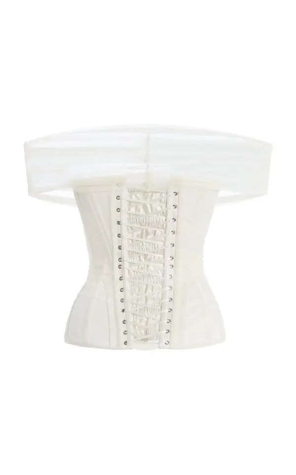 WIEDERHOEFT Off-the-shoulder Double-faced Silk-satin Corset
