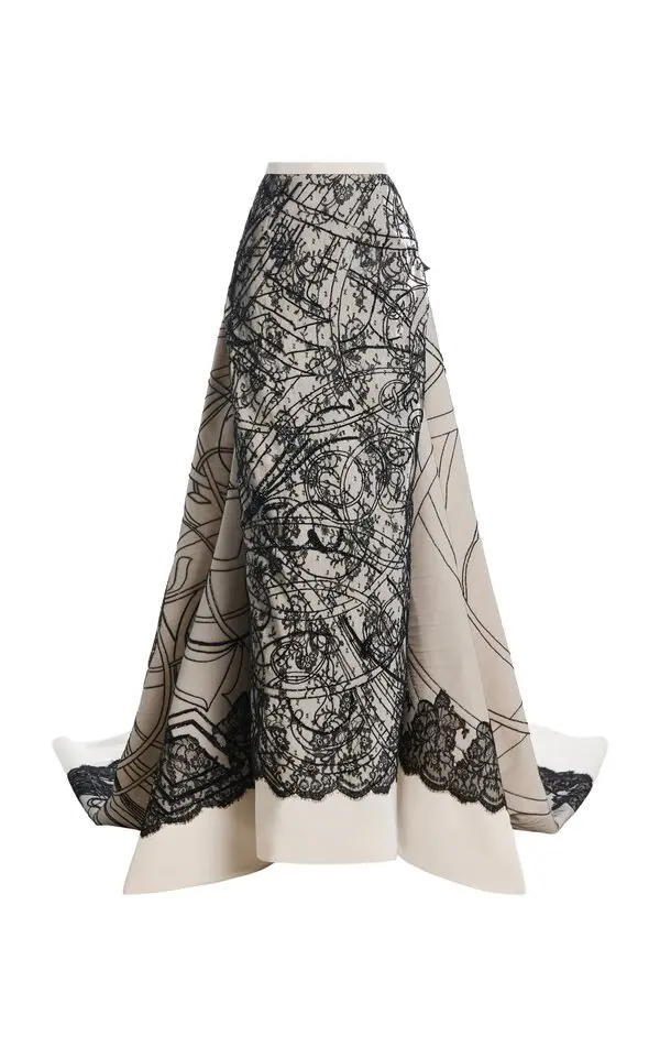 WIEDERHOEFT Train-back Chantilly Lace Maxi Skirt