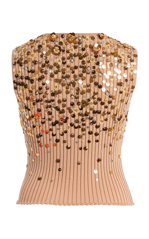 Ulla Johnson Aurelie Embellished Knit Tank - Tan