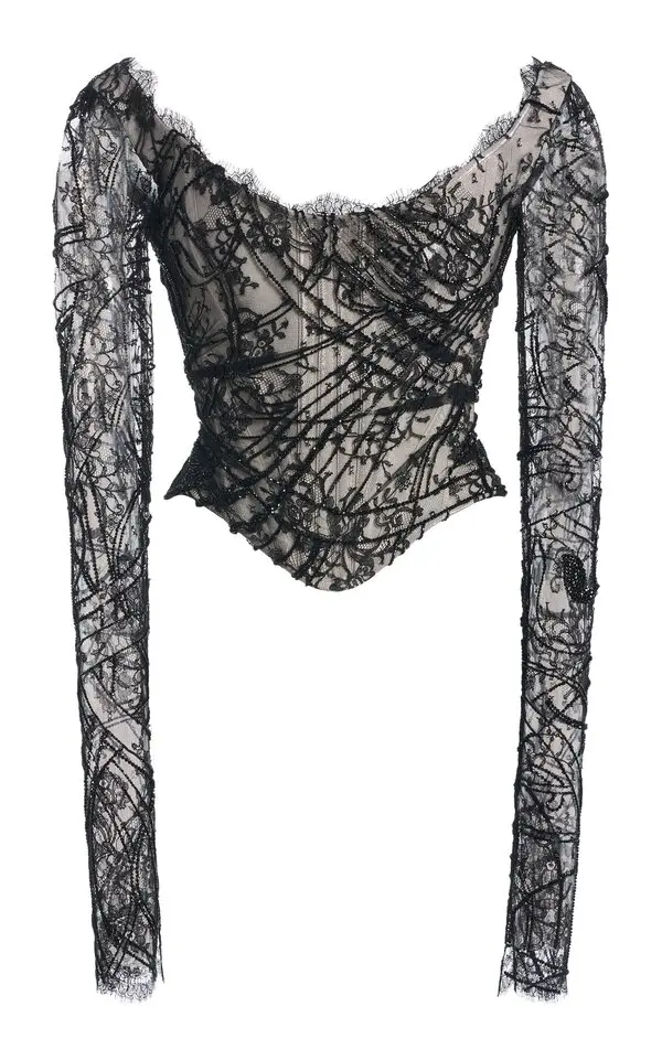 WIEDERHOEFT Venus Embroidered Faille Corset