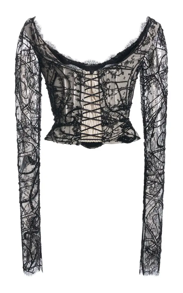 WIEDERHOEFT Venus Embroidered Faille Corset
