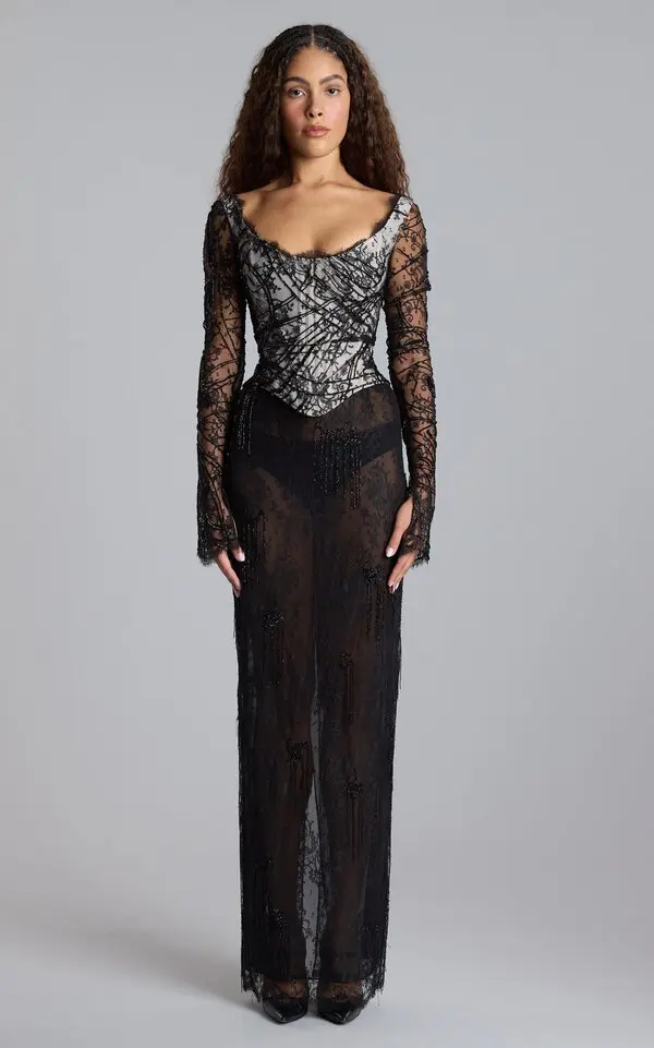 WIEDERHOEFT Venus Embroidered Faille Corset
