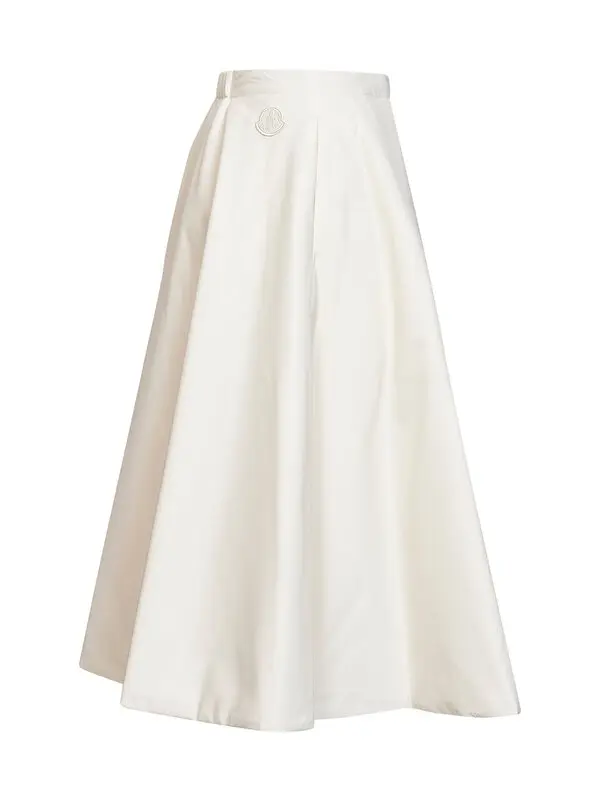 Moncler Natural Nylon Flared Midi Wrap Skirt