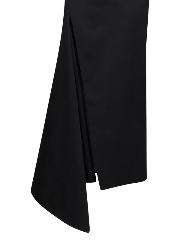 Givenchy Black Grain De Poudre Wool Asymmetric Maxi Skirt With Slit