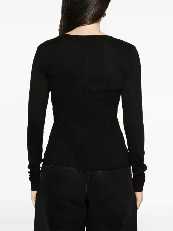 BOBI Seamed V-neck Long-sleeve T-shirt