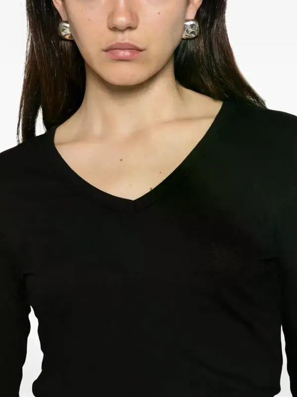 BOBI Seamed V-neck Long-sleeve T-shirt