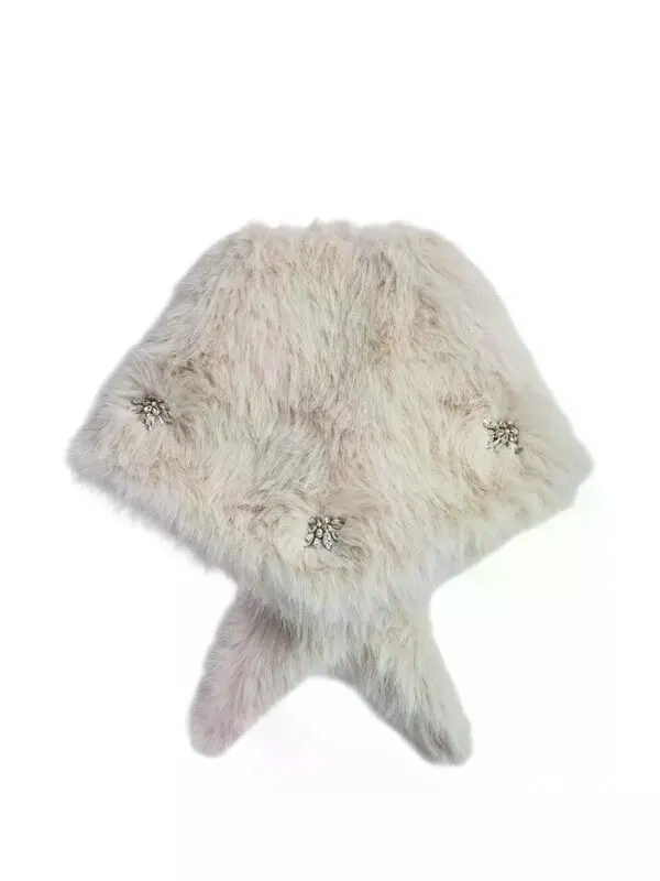 Simone Rocha Embellished Faux-fur Neckerchief - Neutrals