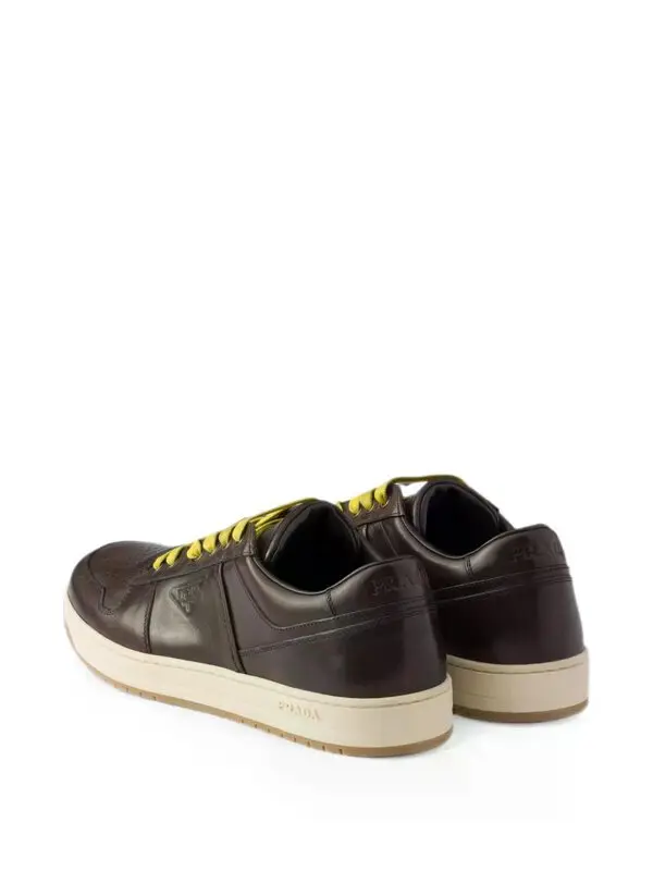 Prada Downtown Aged Leather Sneakers - Brown