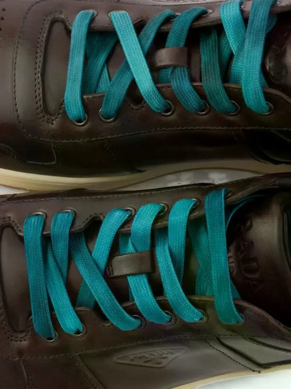 Prada Downtown Aged Leather Sneakers - Brown