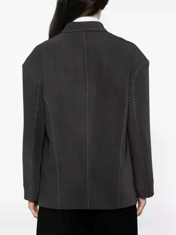 VICOLO Contrast-stitched Double-breasted Blazer