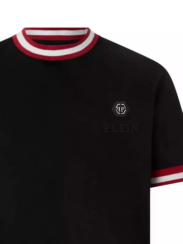 Philipp Plein Striped-trim Logo-plaque T-shirt
