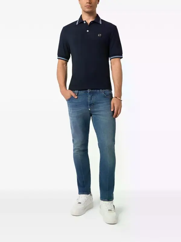 Philipp Plein Logo-plaque Tipped Polo Shirt