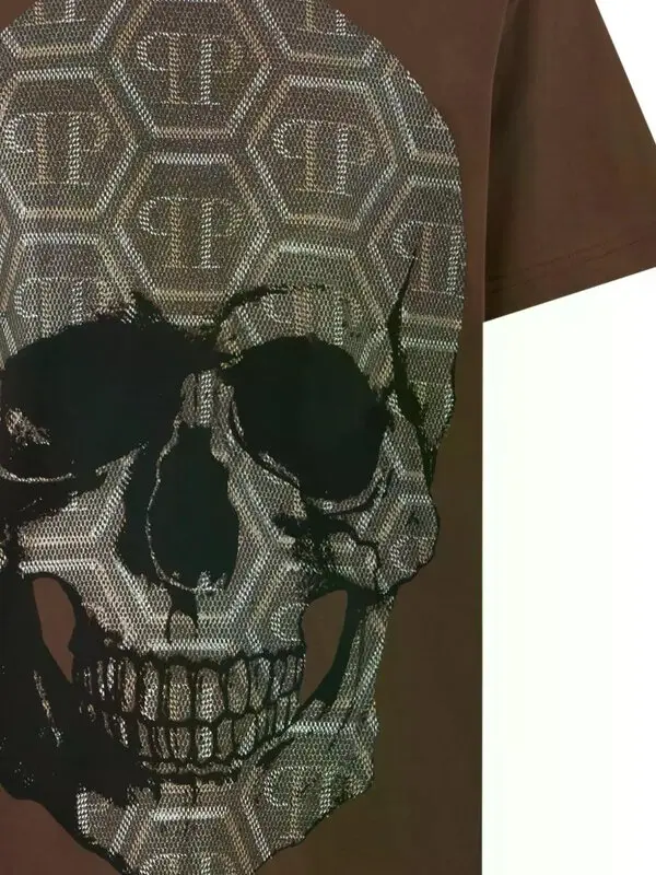 Philipp Plein Skull-motif Monogram T-shirt - Brown