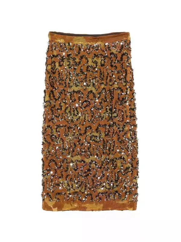 Dixie Sequin-embellished Patterned Midi Skirt
