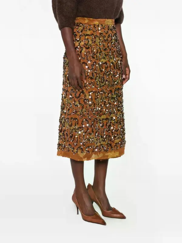 Dixie Sequin-embellished Patterned Midi Skirt