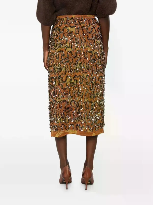 Dixie Sequin-embellished Patterned Midi Skirt