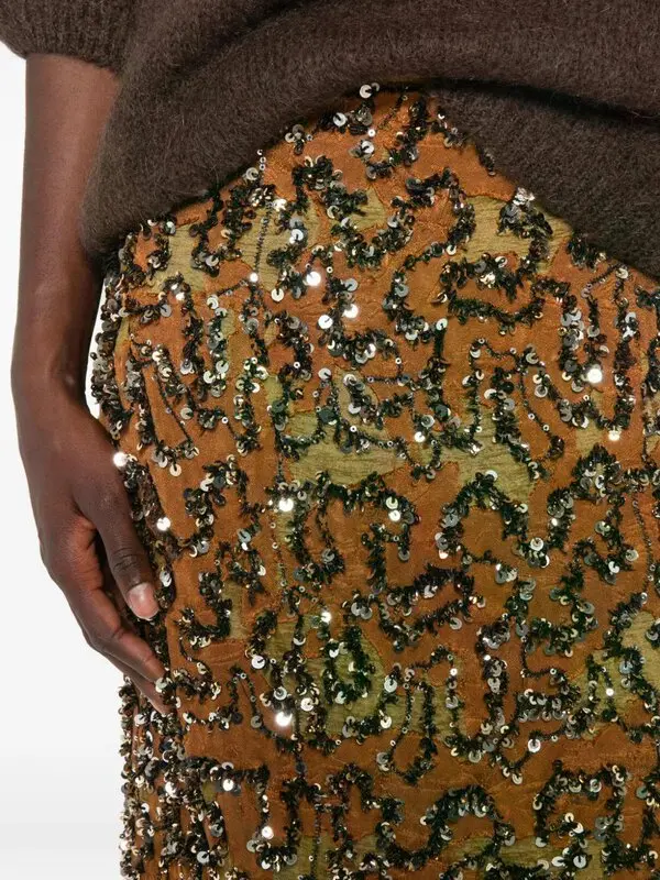 Dixie Sequin-embellished Patterned Midi Skirt