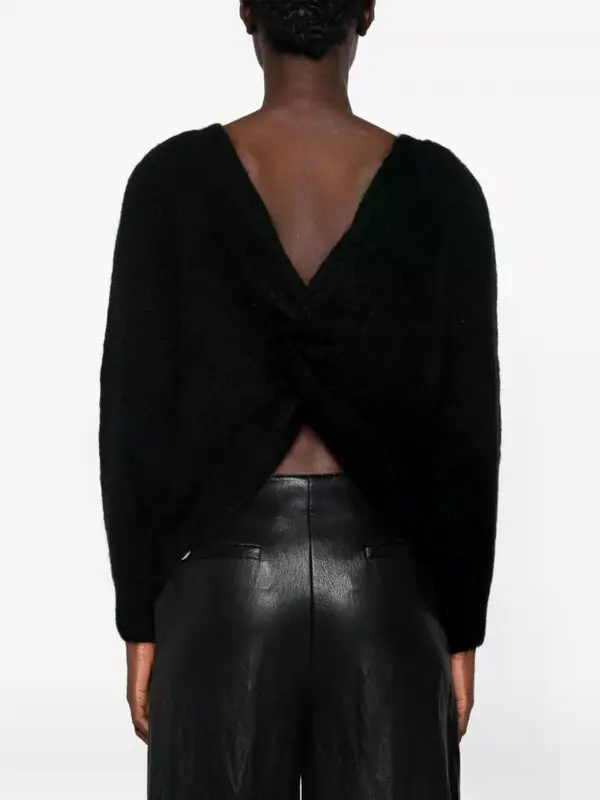 Dixie Twist-detail Open-back Sweater - Black