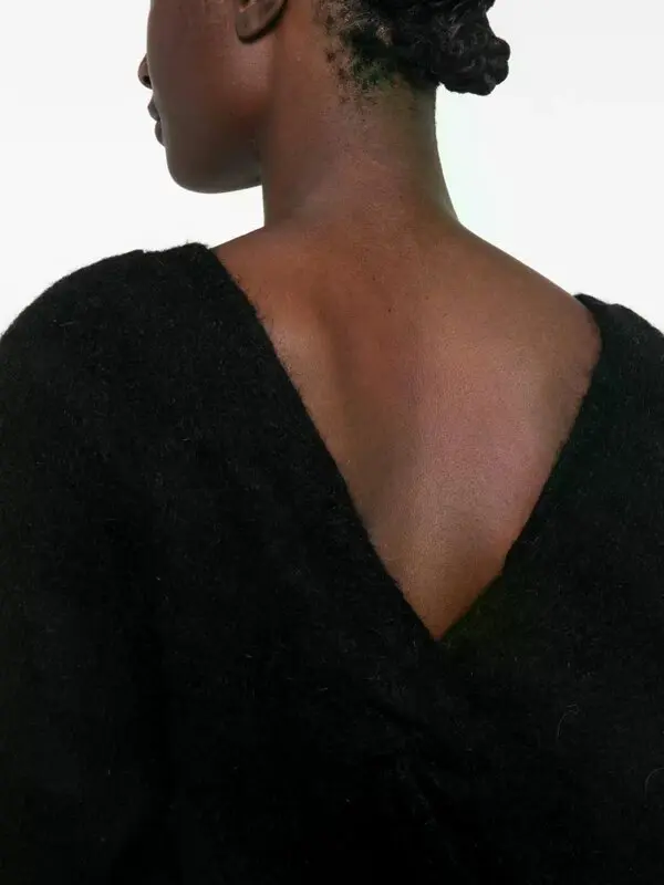 Dixie Twist-detail Open-back Sweater - Black