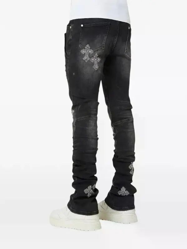 GUAPI Rhinestone-embellished Stacked Jeans