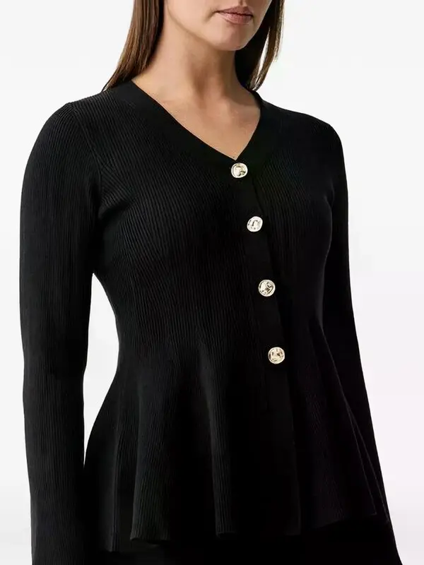 Joseph Ribkoff Ribbed-knit Peplum Cardigan