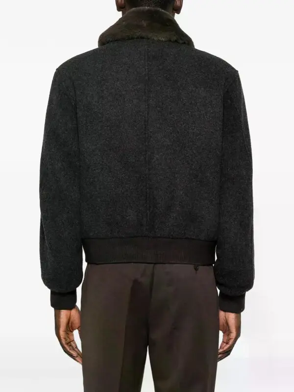 TONYWACK Faux Fur-collar Bomber Jacket