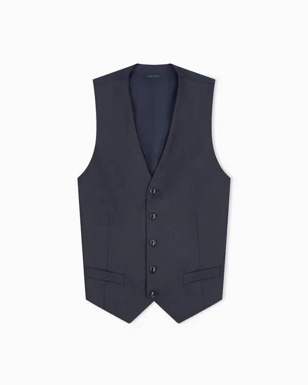 Giorgio Armani Single-breasted Pinstripe Vest In Virgin Wool And Cashmere