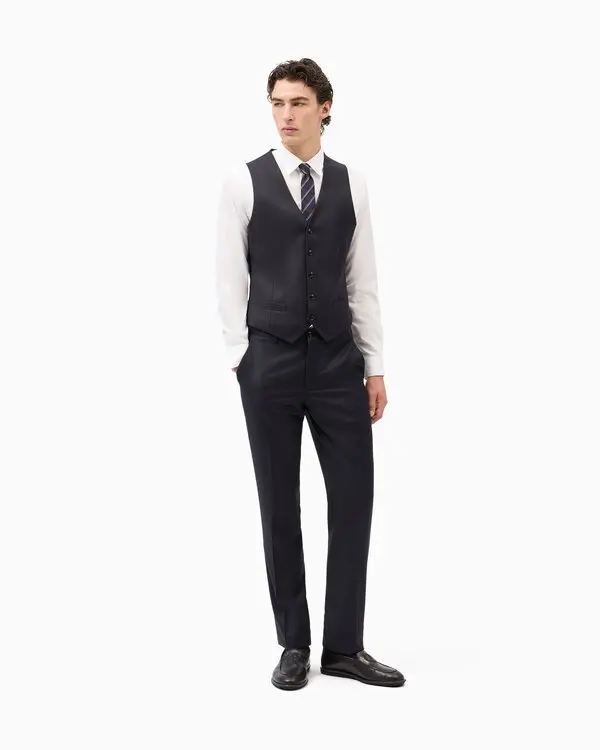 Giorgio Armani Single-breasted Pinstripe Vest In Virgin Wool And Cashmere