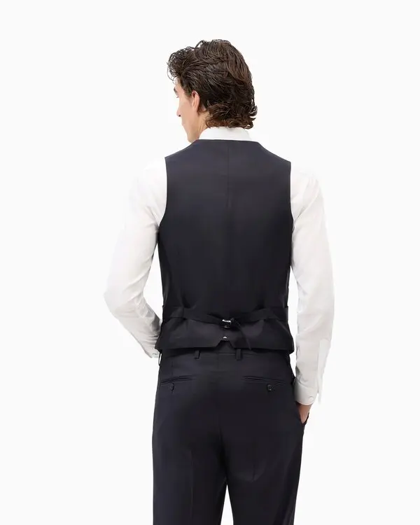 Giorgio Armani Single-breasted Pinstripe Vest In Virgin Wool And Cashmere