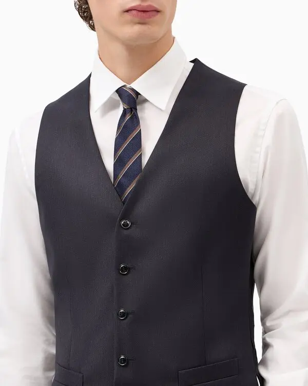 Giorgio Armani Single-breasted Pinstripe Vest In Virgin Wool And Cashmere