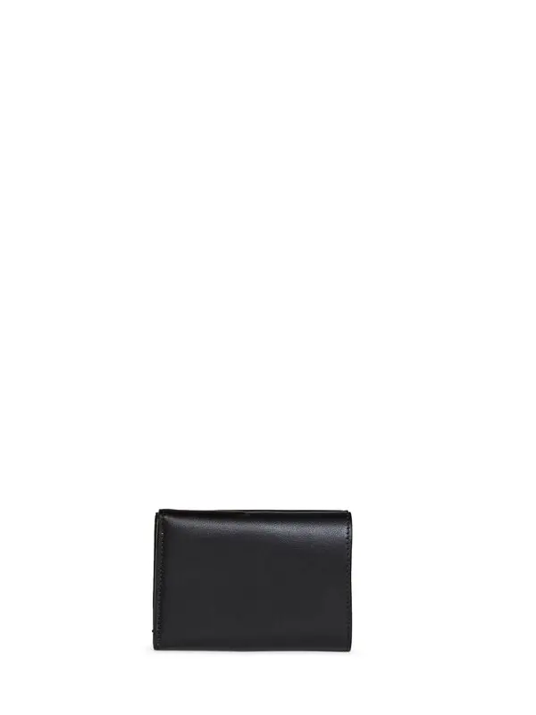 Fendi Black Grained Leather Mini Trifold Ff Wallet