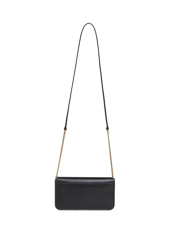 Saint Laurent Black Cassandre Phone Holder With Shoulder Strap