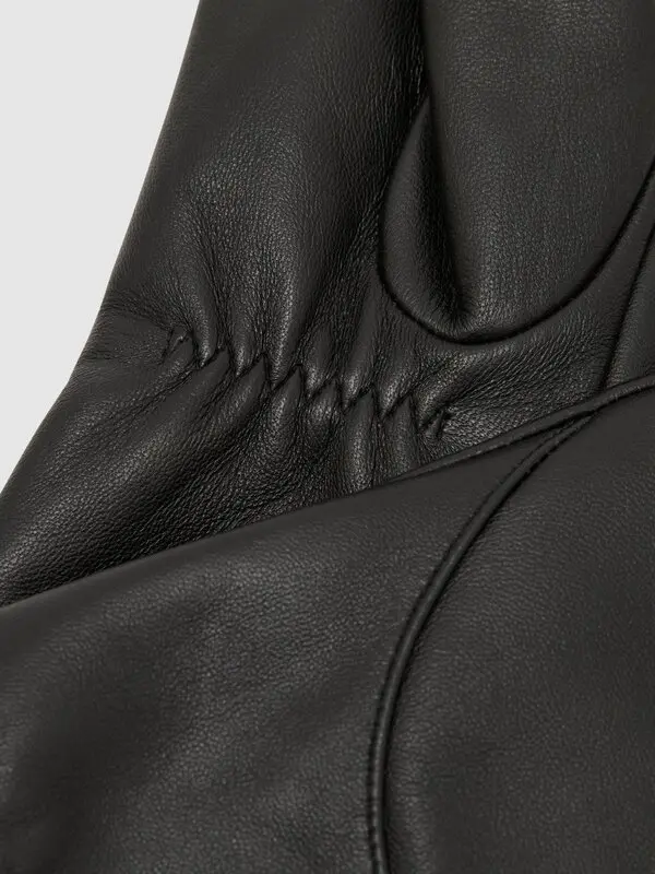REISS Georgia Leather Gloves - Black