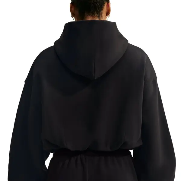 Nike Studio Fleece Medium Weight Oversized Cropped Hoodie 'total Black Sail
