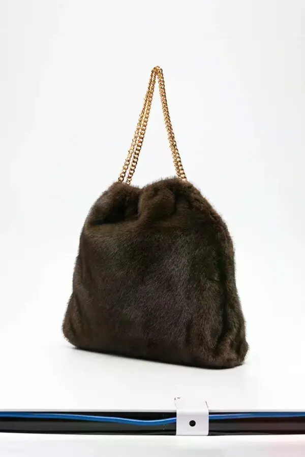 Stella McCartney Medium Falabella Faux-fur Chain-link Shoulder Bag - Brown