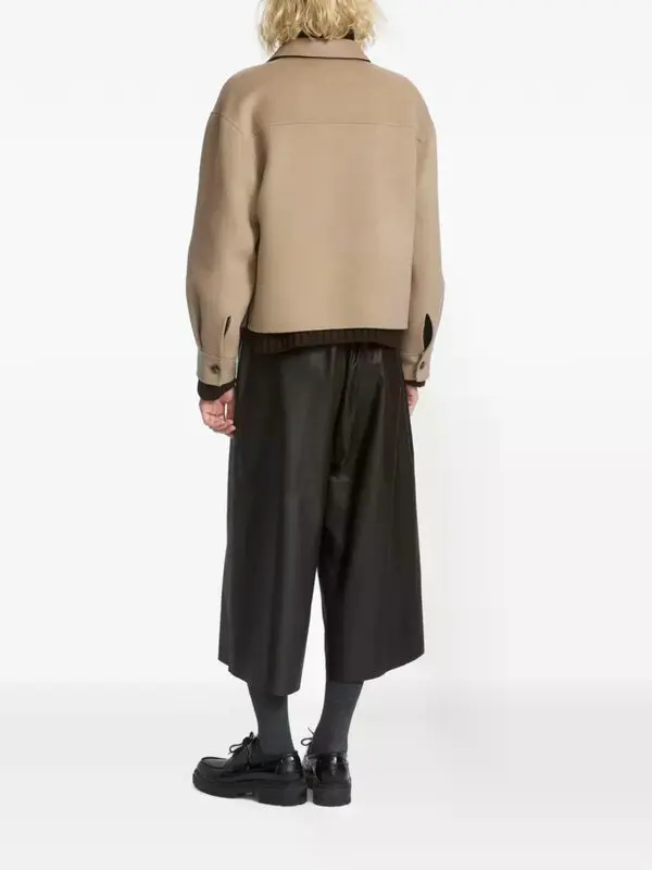 YVES SALOMON Leather-collar Chest-pocket Jacket