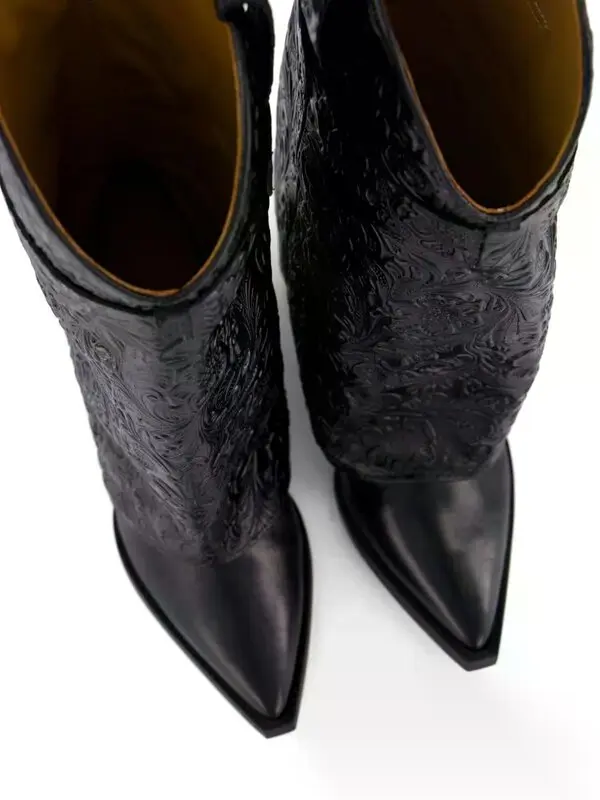 TORAL SHOES Tl-folk Floral-embossed Boots - Black