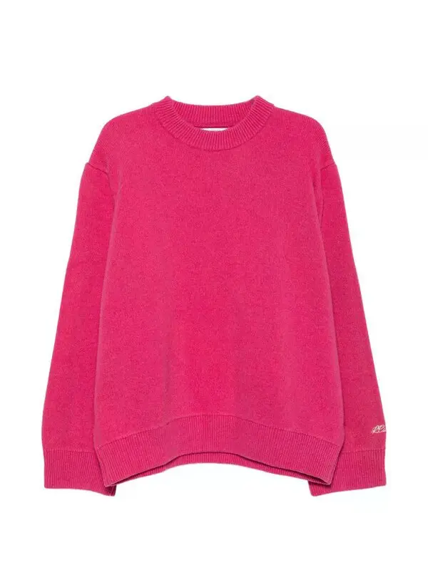 LC23 Logo-embroidered Ribbed-trim Sweater - Pink