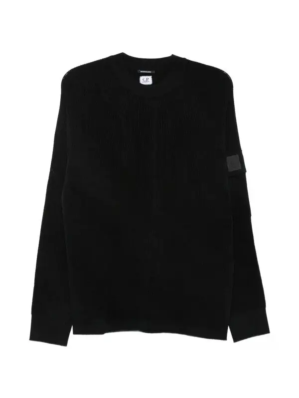 C.P. COMPANY Ribbed-knit Lens-detail Sweater - Black