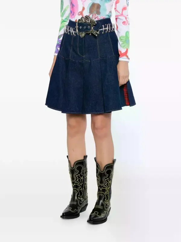 CHOPOVA LOWENA Plaid-panel Carabiner-embellished Skirt