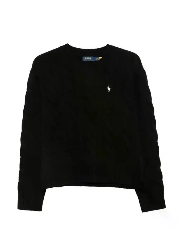 Polo Ralph Lauren Cable-knit Embroidered-logo Sweater - Black