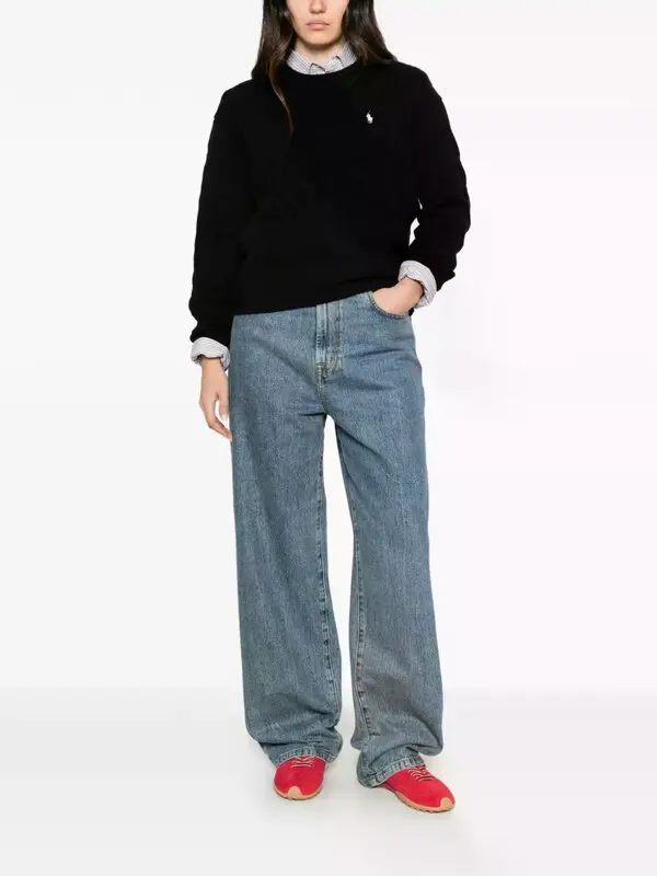 Polo Ralph Lauren Cable-knit Embroidered-logo Sweater - Black