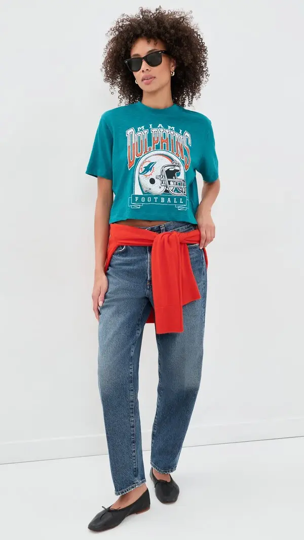 Junk Food Dolphins Helmut Mock Crop Tee