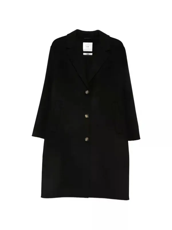 SOLOTRE Single-breasted Notched-lapels Coat - Black