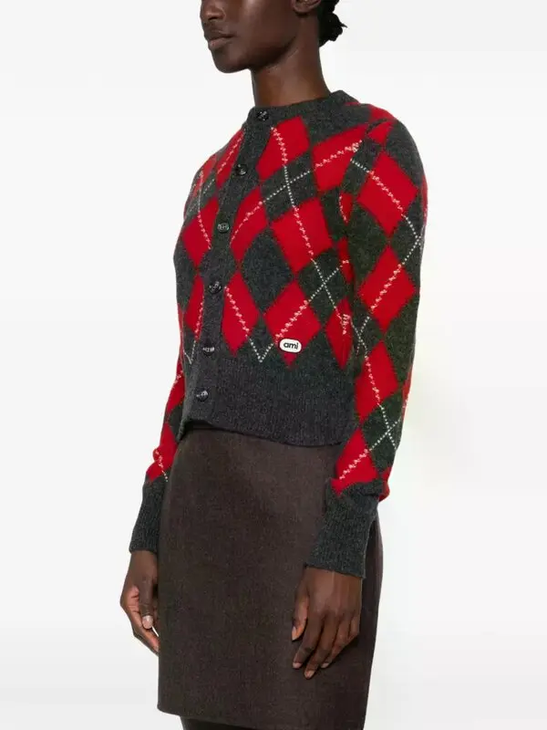 AMI Paris Argyle-knit Cardigan